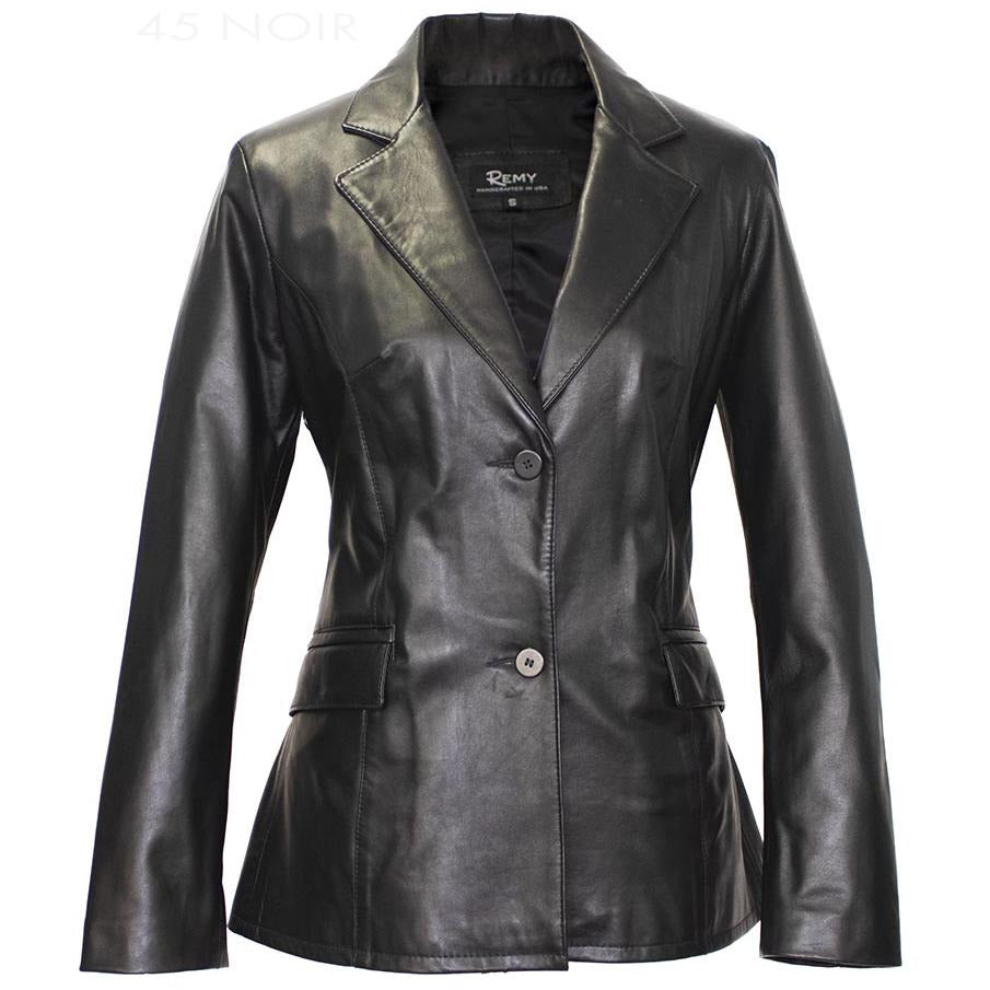 3045 - Ladies Leather Blazer in Noir – Remy Leather